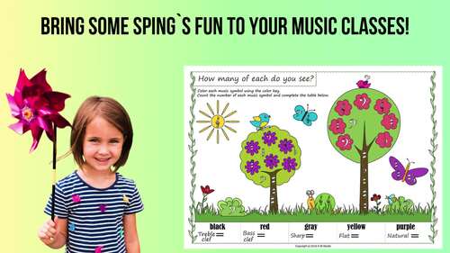 I Spy Music Symbols Coloring Activities | Spring Themed | Find and Count