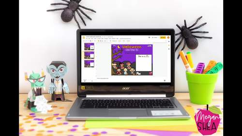 Halloween Digital Reading Sentences Google Slides Kindergarten Distance ...