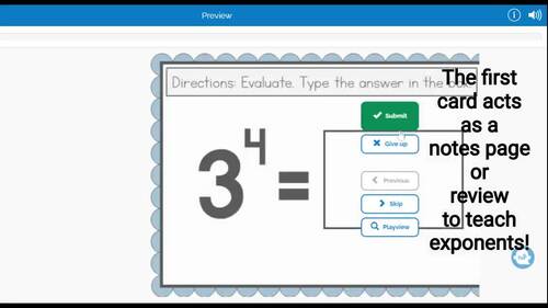 Exponents Boom Cards ™️ Self-Grading Digital & Printable Task Cards 6.EE.1