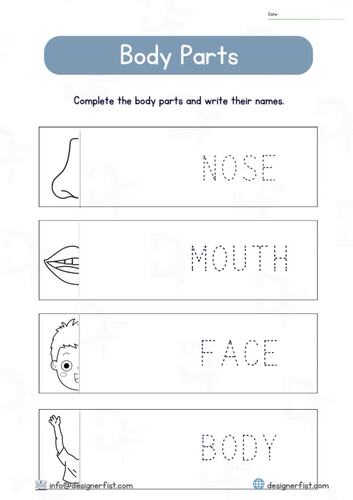 Autism Body Parts Worksheet For Childs by Inclusive Learning Support