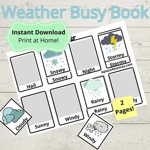 Weather Busy Book, Weather Matching Game by Aplace4mamas | TPT