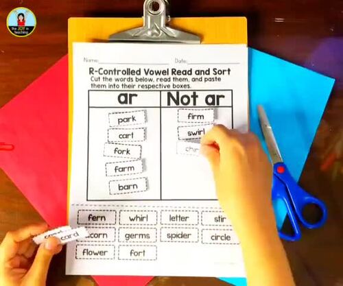R Controlled Vowels Cut and Paste Activities | Bossy R Worksheets