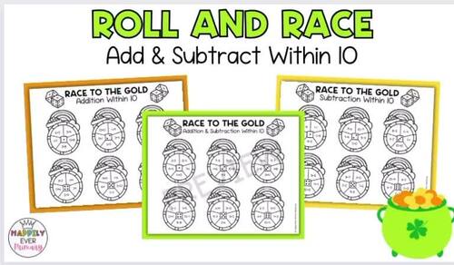 St. Patrick's Day Roll & Race Math Dice Games - Addition & Subtraction ...