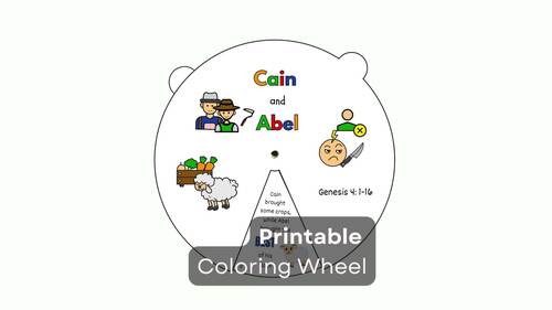 Cain and Abel Coloring Wheel, Kids Sunday School Printable Craft, Bible ...