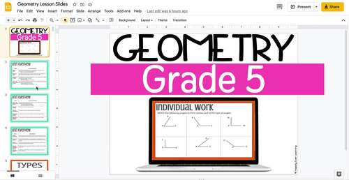 Grade 5 Ontario - Geometry Lessons & Student Work ⎮ Digital - Google Slides