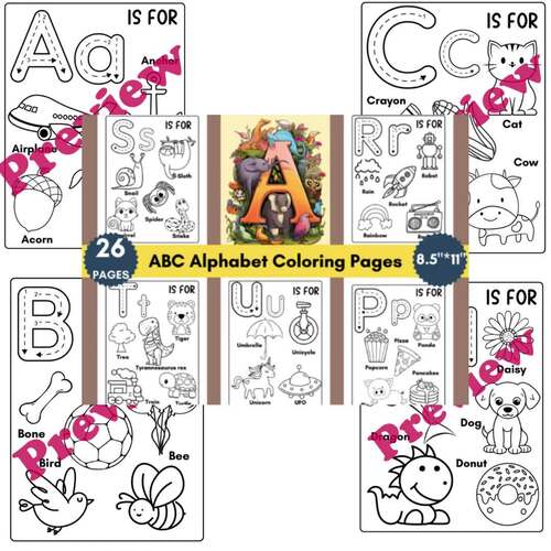 ABC Alphabet A-Z Letter of The Coloring Pages for Kids 26 coloring pages.