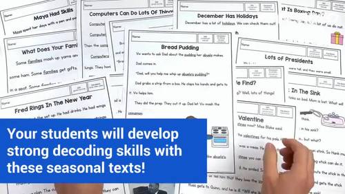 Winter Decodable Texts for First Grade | Passages on Winter and Winter ...