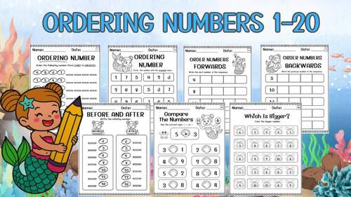 Ordering Numbers 1–20 | Mermaid-Themed | Comparing, Sequencing, and More!