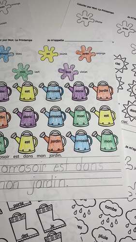 Colour by Word: French Spring / Colorier par Mot: Le Printemps | TPT