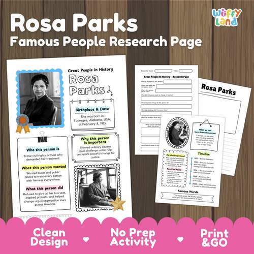 Rosa Parks Biography Research Project Activity | Black History Month ...