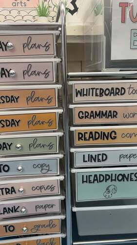 10 & 12 Drawer Cart Labels Teacher Rolling Cart - Editable | Modern ...