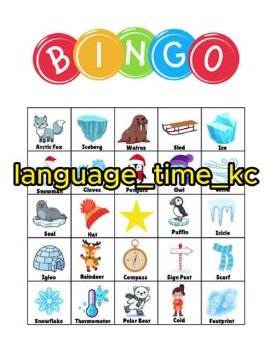 Winter activity Arctic Vocabulary Bingo | ESL printable Game January