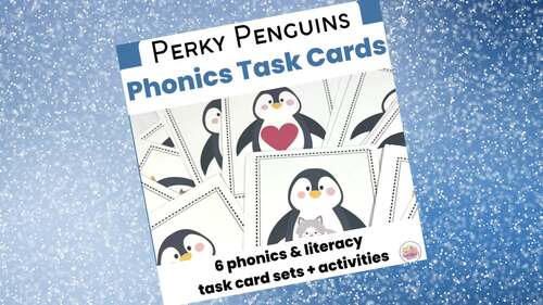 Winter Phonics Activities | 6 Task Card Sets | Penguin Activities