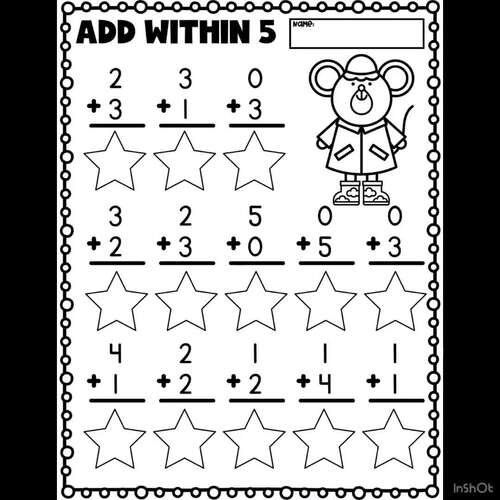 Kindergarten Addition Fluency Worksheets & Number Posters Bundle