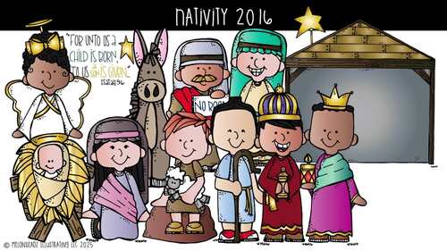 Nativity clip art 2016, Christmas clip art COLORED Version | TPT