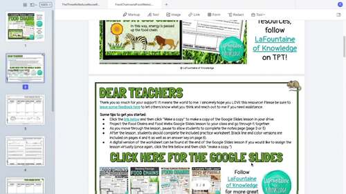 Food Chains and Food Webs Lesson Google Slides, Notes, Worksheet ...
