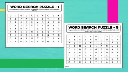 Christmas and Other Word Search Puzzles for Early Finishers Basket - No ...