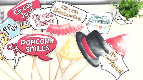 Fun Circus Photo Props + Photo Booth Decor, Bulletin Board & Backdrop Decor