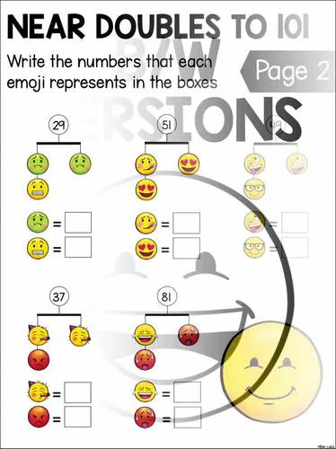 Near Doubles Facts - Early Algebra Addition Math Worksheets to 21 and 101