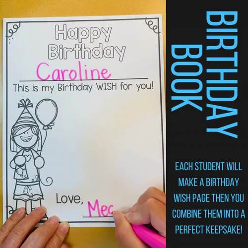 Happy Birthday Book | Class Birthday Card by One Curly Girl | TPT