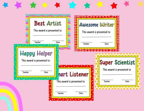 Printable End of the Year Awards, Editable Bright End of the Year Awards