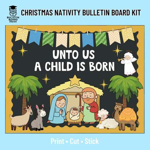 Christmas Nativity Scene Bulletin Board Kit Christian Religious ...