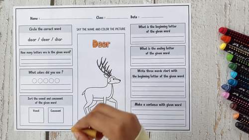 Animals literacy activities color and writing WH questions by Piggybooks