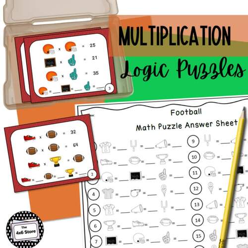 Football Math Logic Puzzle Enrichment Activity Multiplication Task Cards