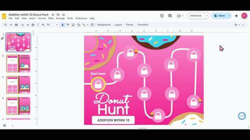 Digital Addition within 18 Math Fact Fluency FUN DONUT Game 2nd 3rd Grade