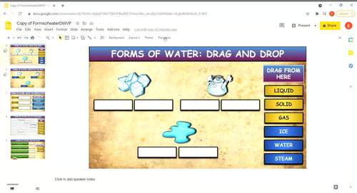 Forms Of Water: Drag & Drop Worksheet: Google Slides. Powerpoint