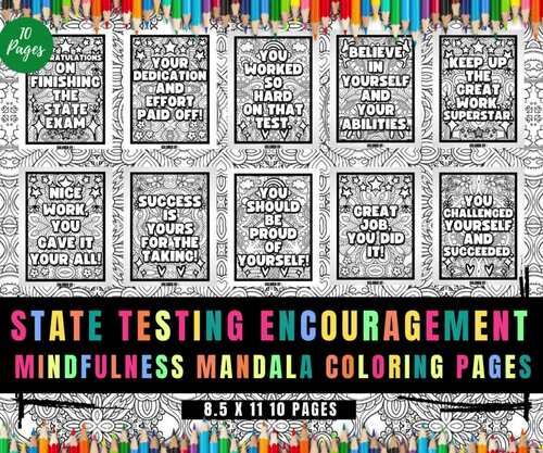 State Testing Encouragement & Mindset Growth, State Testing Coloring Pages