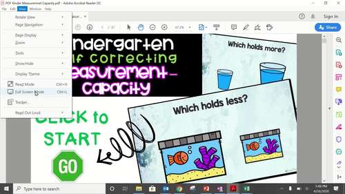 Capacity MORE/LESS - Self Correcting PDF Distance Learning ONLINE Lesson