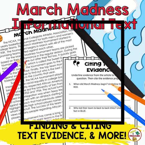 March Madness Informational Text Reading & Writing Resource | Cite Text ...