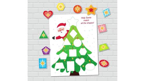 Christmas Tree Ornaments Shape Matching Activity, 2D Shapes by Clever ...