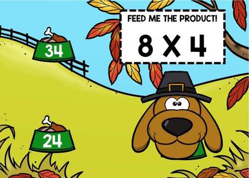 Thanksgiving Multiplication Fact Fluency Practice Digital Math Boom Cards