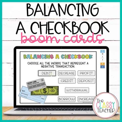 Balancing a Checkbook Boom Cards by The Classy Teacher | TpT