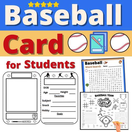 Baseball Card Activity for Student Cards Team Activity Sheet and Word ...