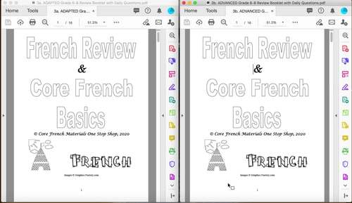 Grade 6-8 Core French Review Book by Core French One Stop Shop | TPT