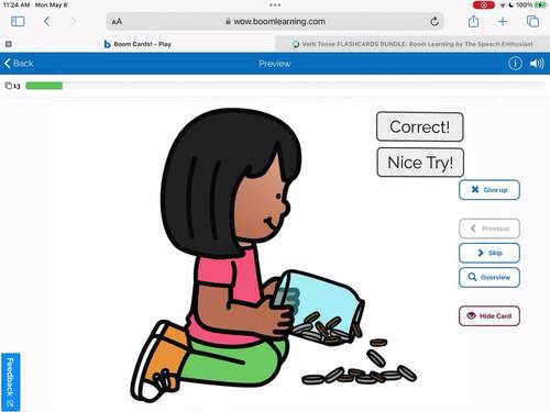 Verb+ing Present Progressive Verb FLASHCARDS: Boom Learning | TPT