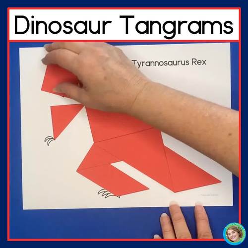 Dinosaurs Tangram Puzzles Printable | 2D Shapes Math Center | Tangrams