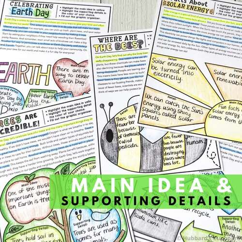 3rd 4th Grade Main Idea & Supporting Details Worksheet Passage Graphic ...