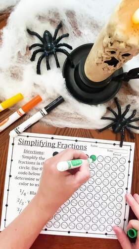 Simplifying Fractions Halloween Mystery Coloring Worksheet by Math in ...