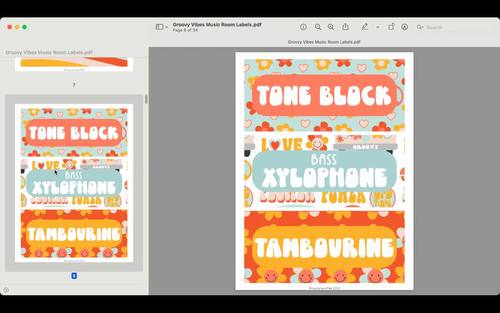 Music Room Labels | Groovy Vibes Music Room Decor by musicpluscoffee