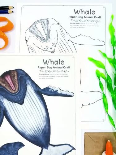 Whale | Paper Bag Puppet | Printable Craft | Whales by Simply Schoolgirl