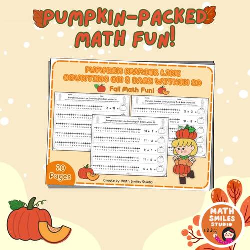 Pumpkin Number Line Counting On & Back within 20 | Fall Math Fun 1st-2nd