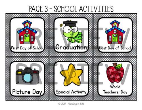 Calendar Cards Special Days (Holidays and School Events) with Editable ...