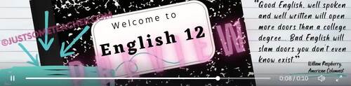Welcome to English 12 Google Classroom Banner Header ANIMATED! | TPT