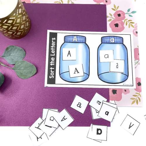 Letter Sort Jars Uppercase & Lowercase Letter Sort by Turner Tots