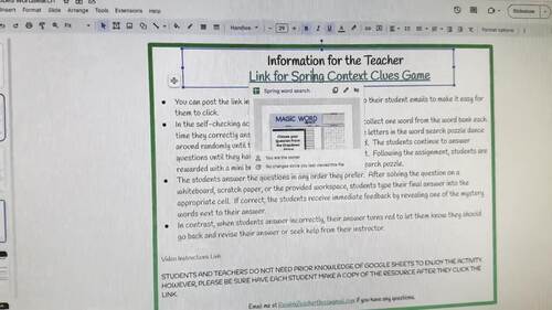 3rd Grade Context Clues Game Digital Spring Wordsearch Google Activity ...