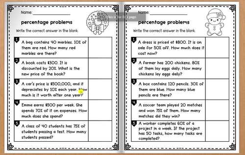 Christmas Percentage Problems Worksheet by Like math 67 | TPT